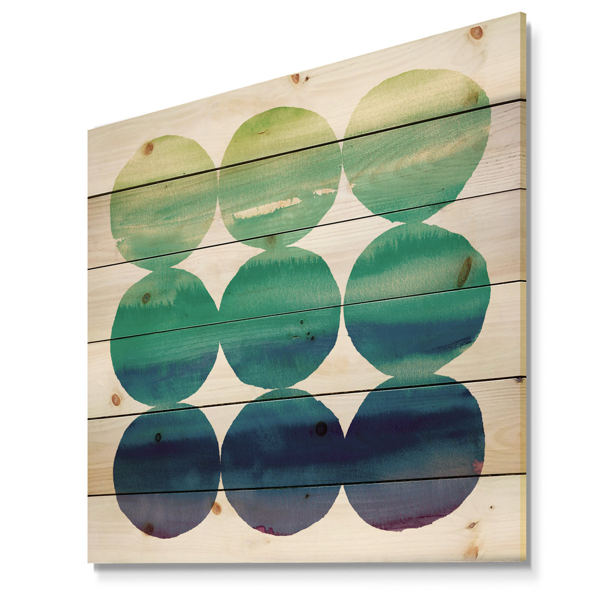 East Urban Home Circle Abstract Blue Colorfields II - Mid-Century Modern Print on Natural Pine ...